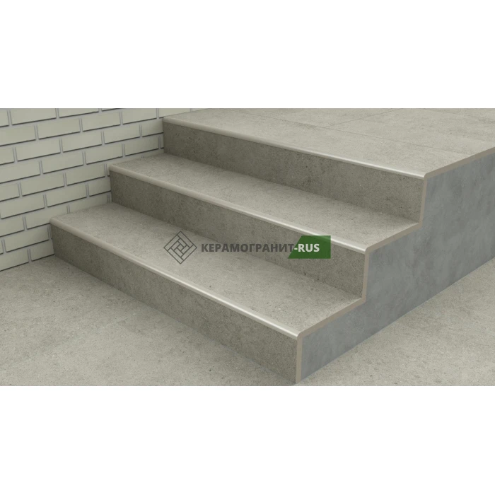 Ступень из керамогранита Lunar Grey 1200х300х20 с закруглением купить в ...